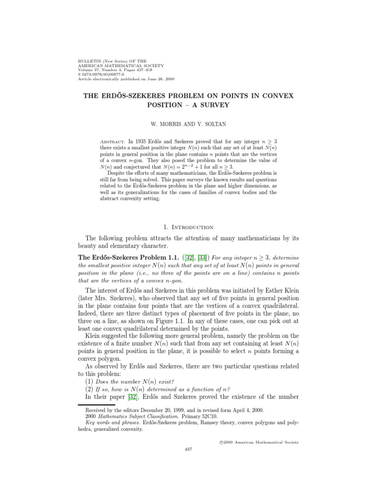 Erdos Szekeres Survey Download Free Pdf Convex Geometry Geometry