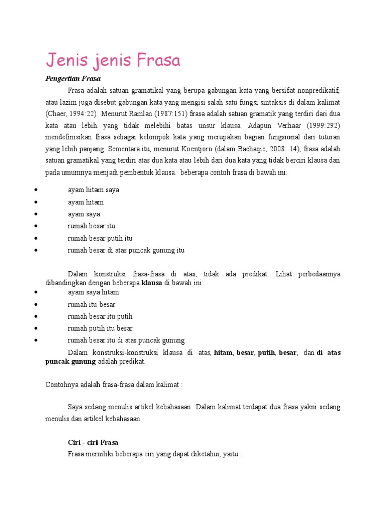 Jenis Jenis Frasa | PDF