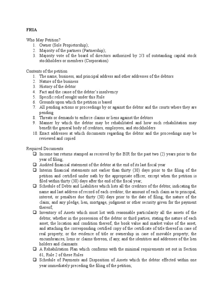 FRIA Procedure | PDF | Business Law | Common Law