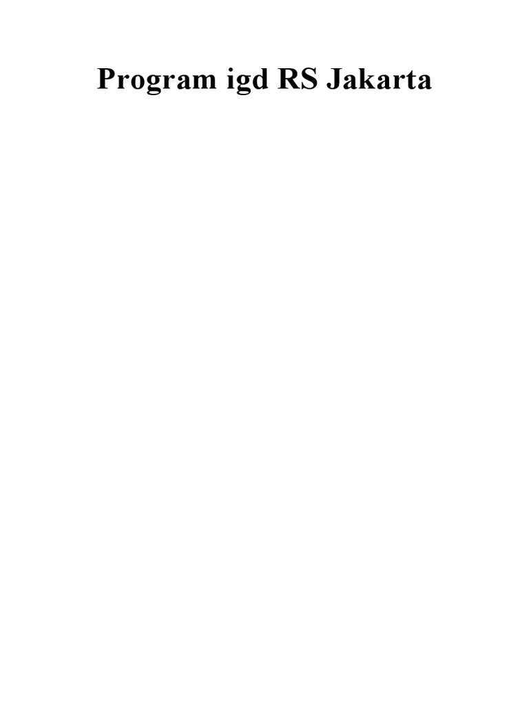 Program Kerja Igd | PDF