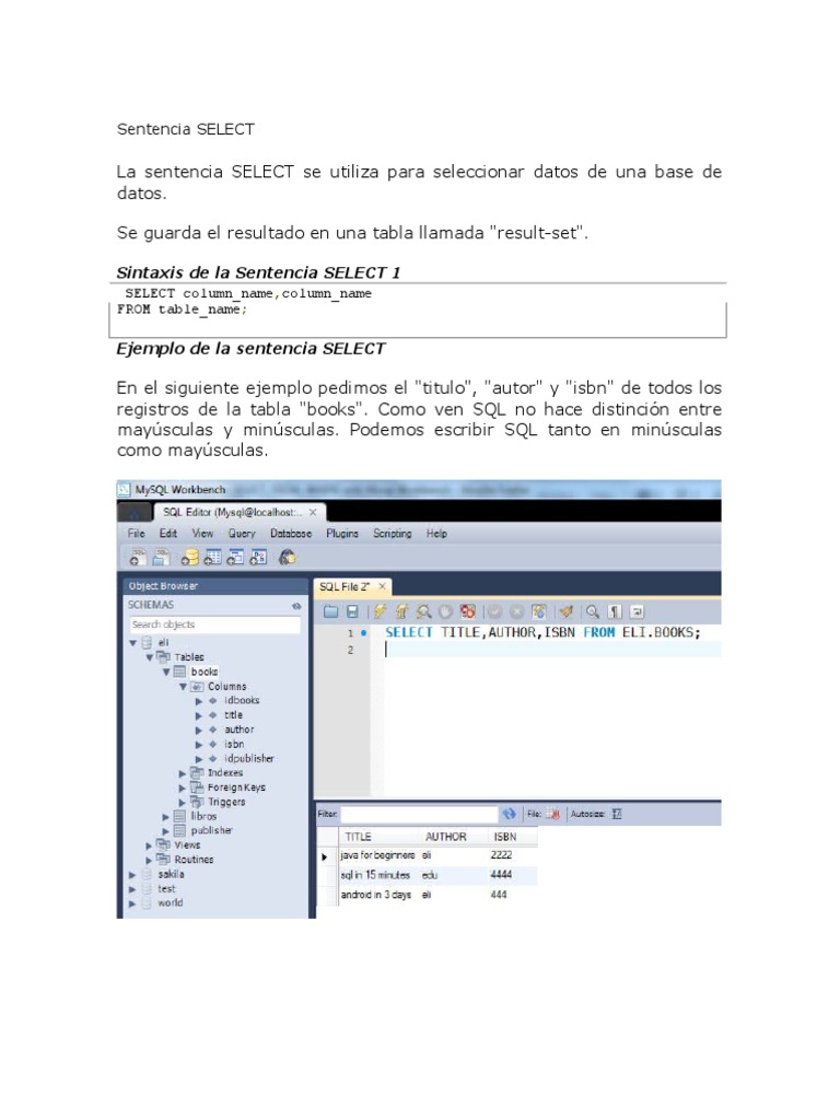 Ejemplos de Consultas en Mysql Workbench PDF | PDF