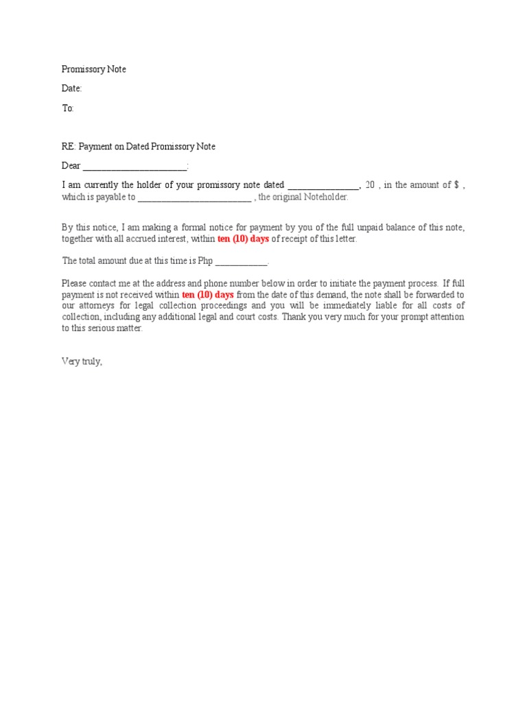 Promissory Note Template | PDF | Finance & Money Management