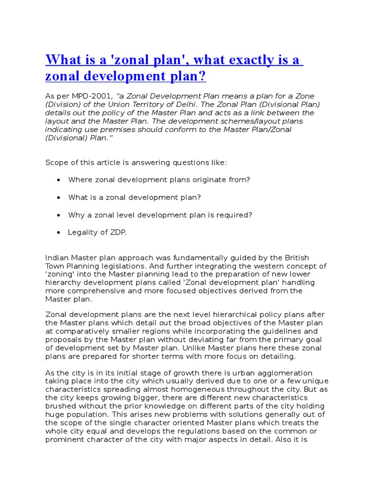 ZONAL DEVELOPMENT pLAN | PDF | Hierarchy | Government