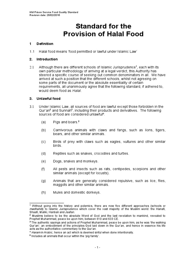Appendix E Halal Food Standard v1.0 | PDF | Animal Slaughter ... Appendix E Halal Food Standard v1.0 | PDF | Animal Slaughter ...