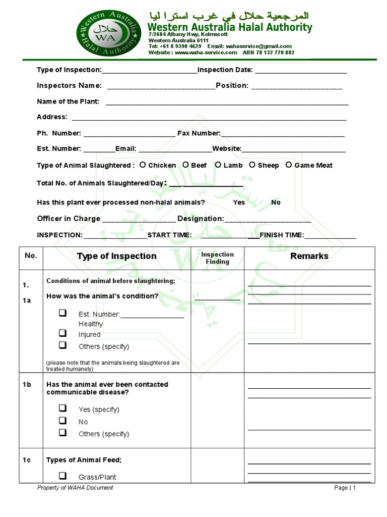 WAHA Kelmscott Slaughterhouse Inspection Report | PDF | Animal ...