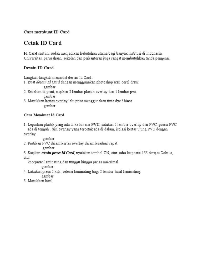 Cara Membuat ID Card | PDF
