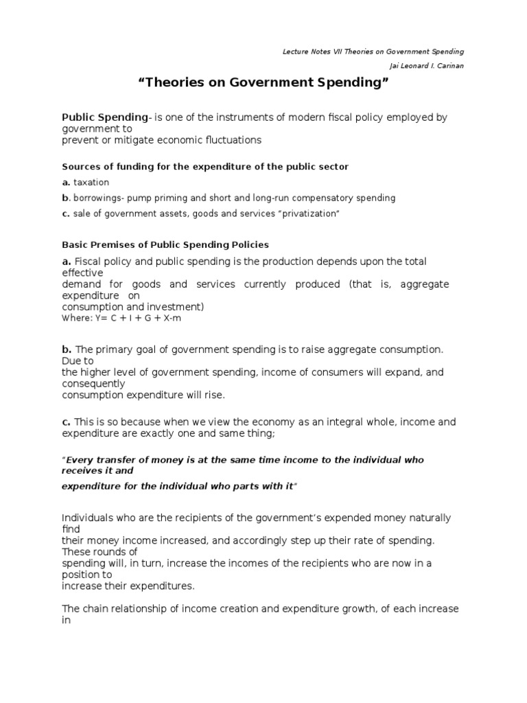 Theories of Government Spending | PDF | Deficit Spending | Fiscal Policy