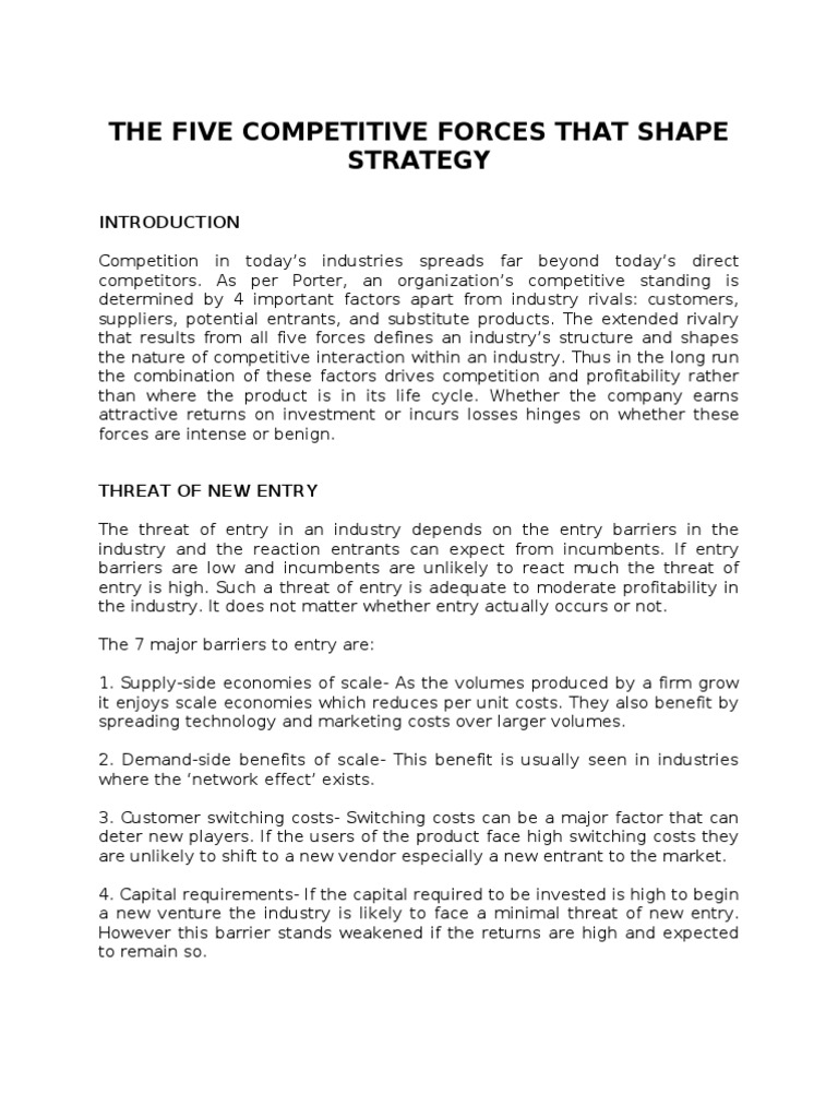 The Five Competitive Forces That Shape Strategy | PDF | Competition ...