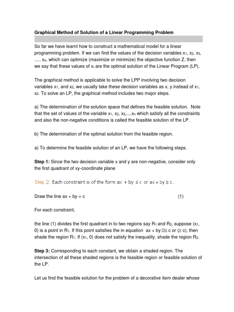 Graphical Method To Solve LPP | PDF | Mathematical Optimization | Linear Programming