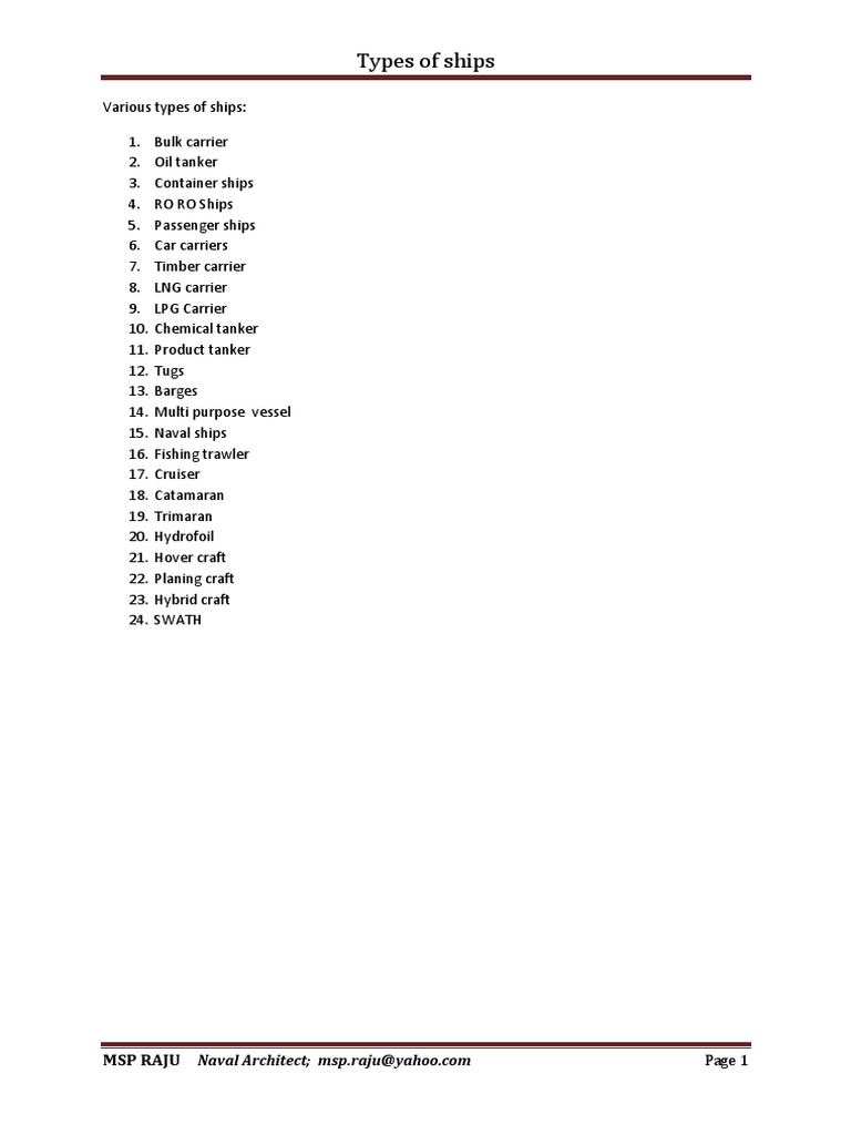 A Comprehensive Overview of the Diverse Fleet of Marine Vessels and ...