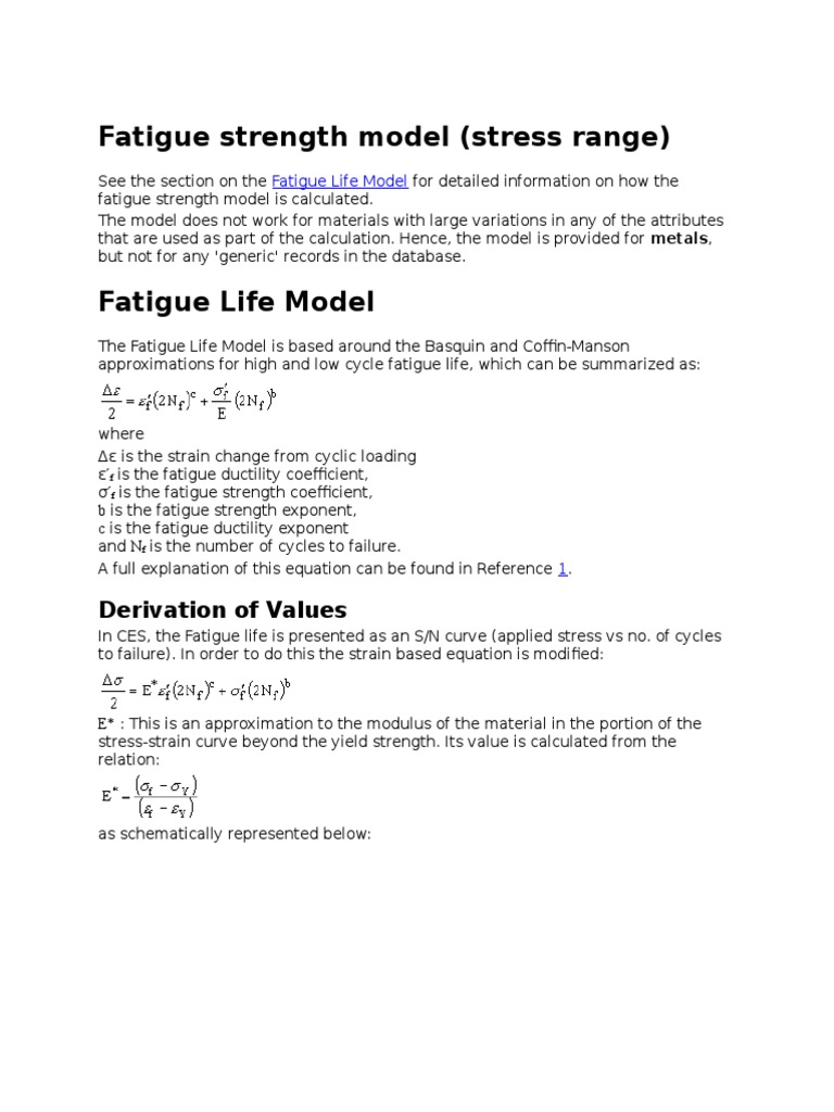 Fatigue Strength Model | PDF | Strength Of Materials | Fatigue (Material)