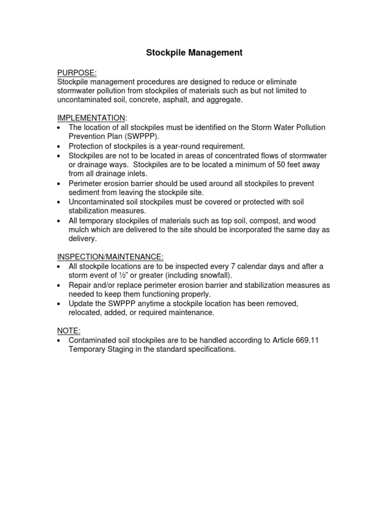 Stockpile Management | PDF