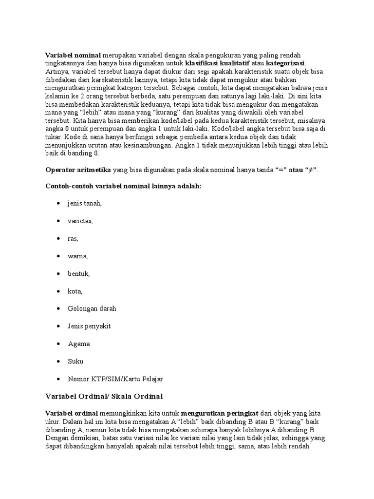 Pengertian Dan Contoh Data Nominal | PDF