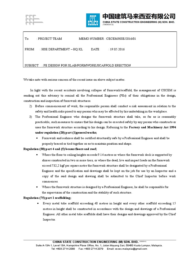 Memo | Scaffolding | Engineering