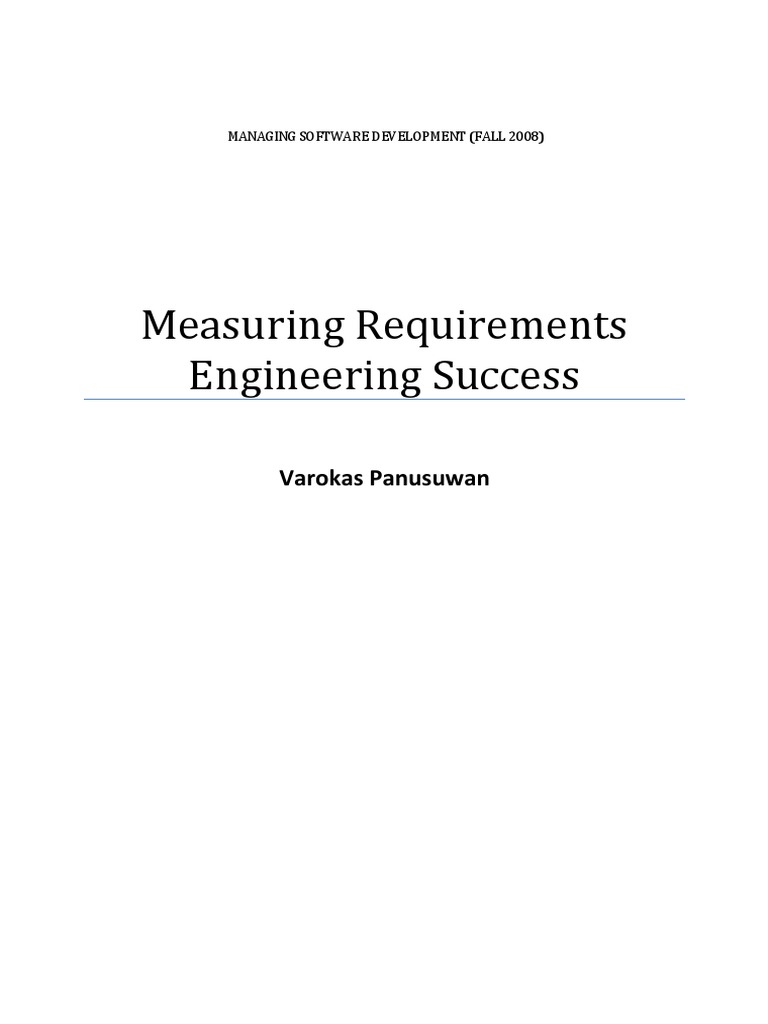 Measuring Requirements Engineering Success | PDF | Business Process ...