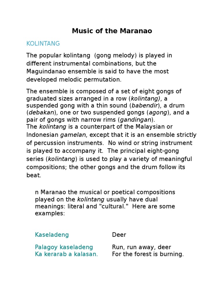 Music of The Maranao | PDF | Entertainment | Music Technology