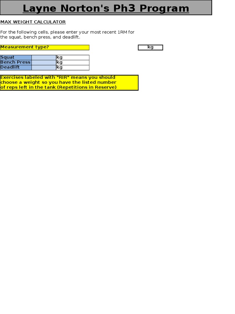 Ph3 Program | PDF | Weight Training | Management Of Obesity