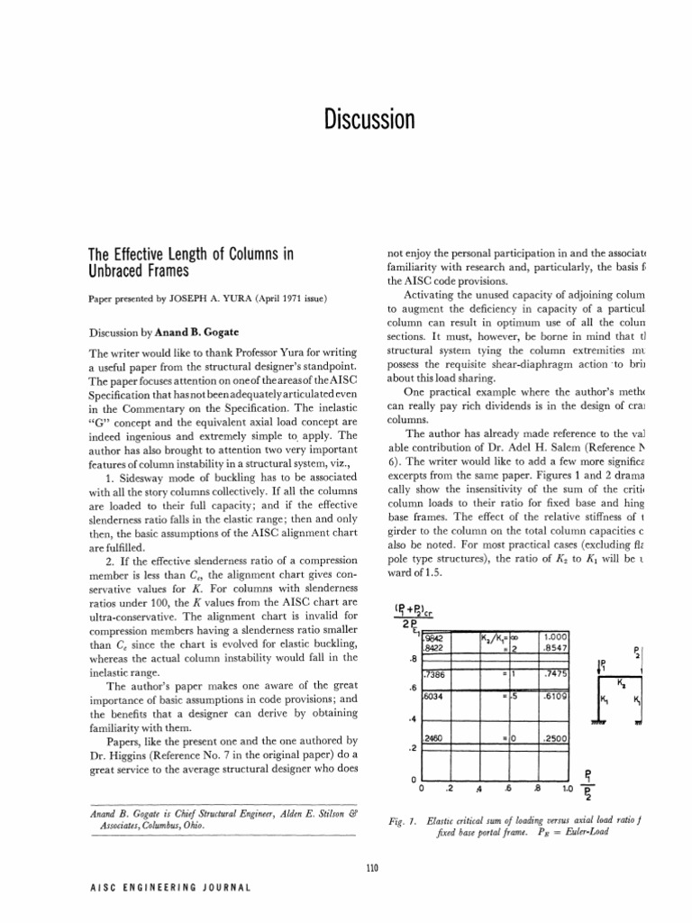 The Effective Length of Columns in Unbraced Frames PDF | PDF