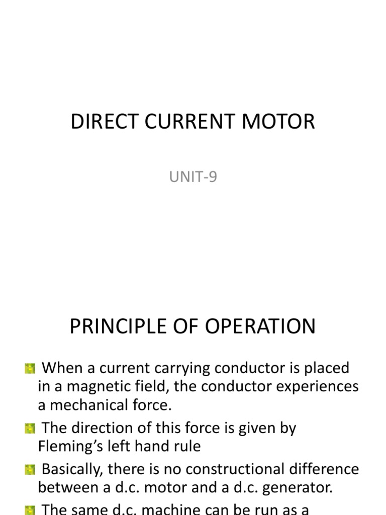 Direct Current Motor: UNIT-9 | PDF | Electric Motor | Electrodynamics