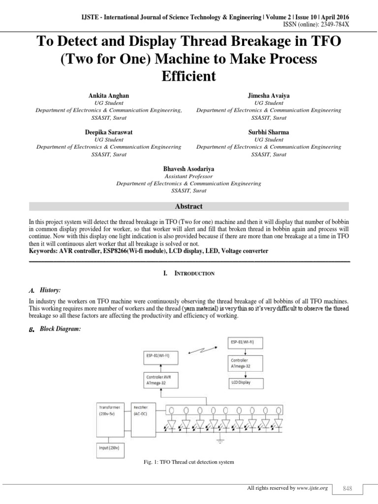 To Detect & Display Thread Breakage in TFO (Two For One) Machine To ...