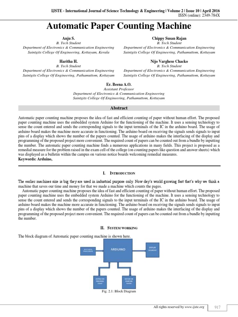 Automatic Paper Counting Machine | PDF | Liquid Crystal Display ...