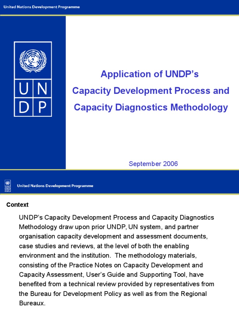 Application of UNDP's Capacity Development Process and Capacity ...