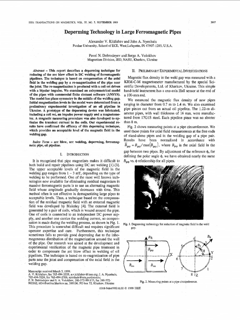 Deperming Technique for Ferromagnetic Pipes | PDF | Pipe (Fluid ...