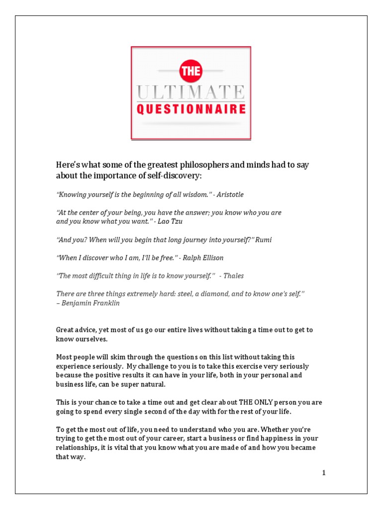 The Ultimate Questionnaire by Patrick Bet David v1 PDF | PDF