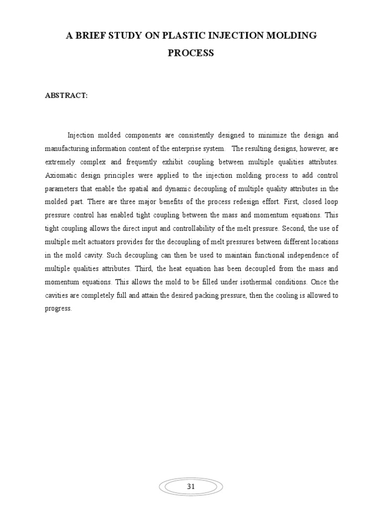 Final Report Plastic Injection Molding | PDF | Amorphous Solid | Building Materials