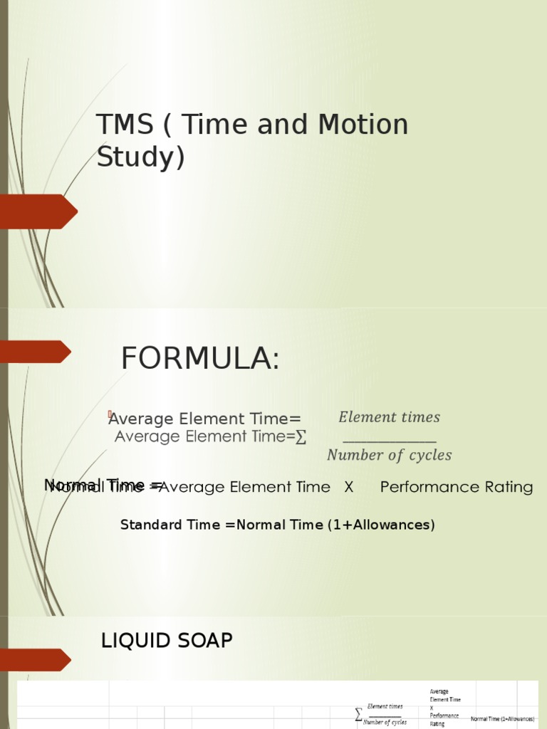 TMS (Time and Motion Study) | PDF | Applied And Interdisciplinary ...