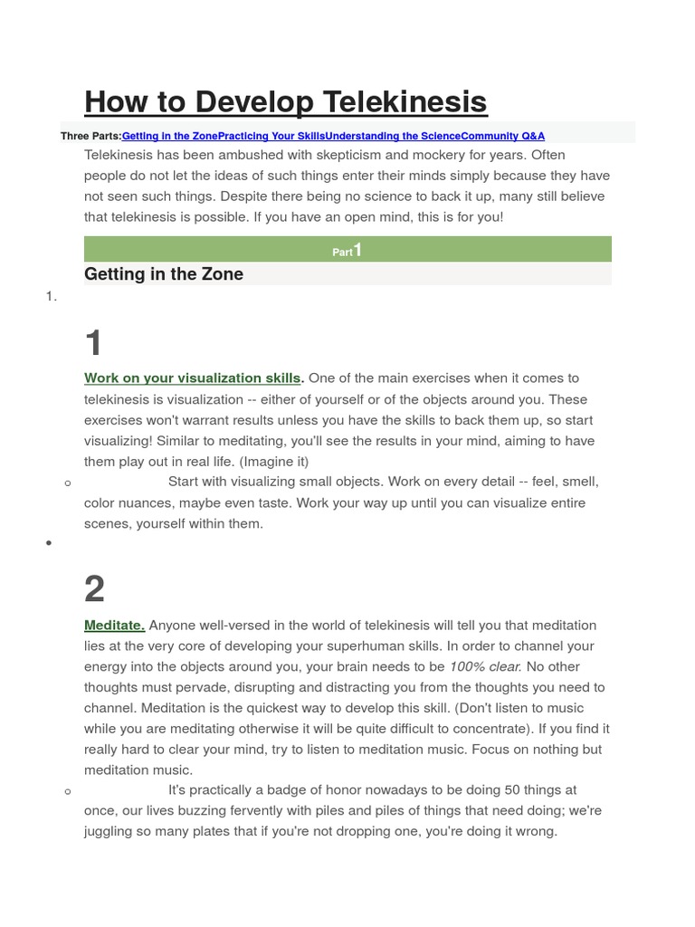 How To Develop Telekinesis | PDF | Astral Projection | Heat