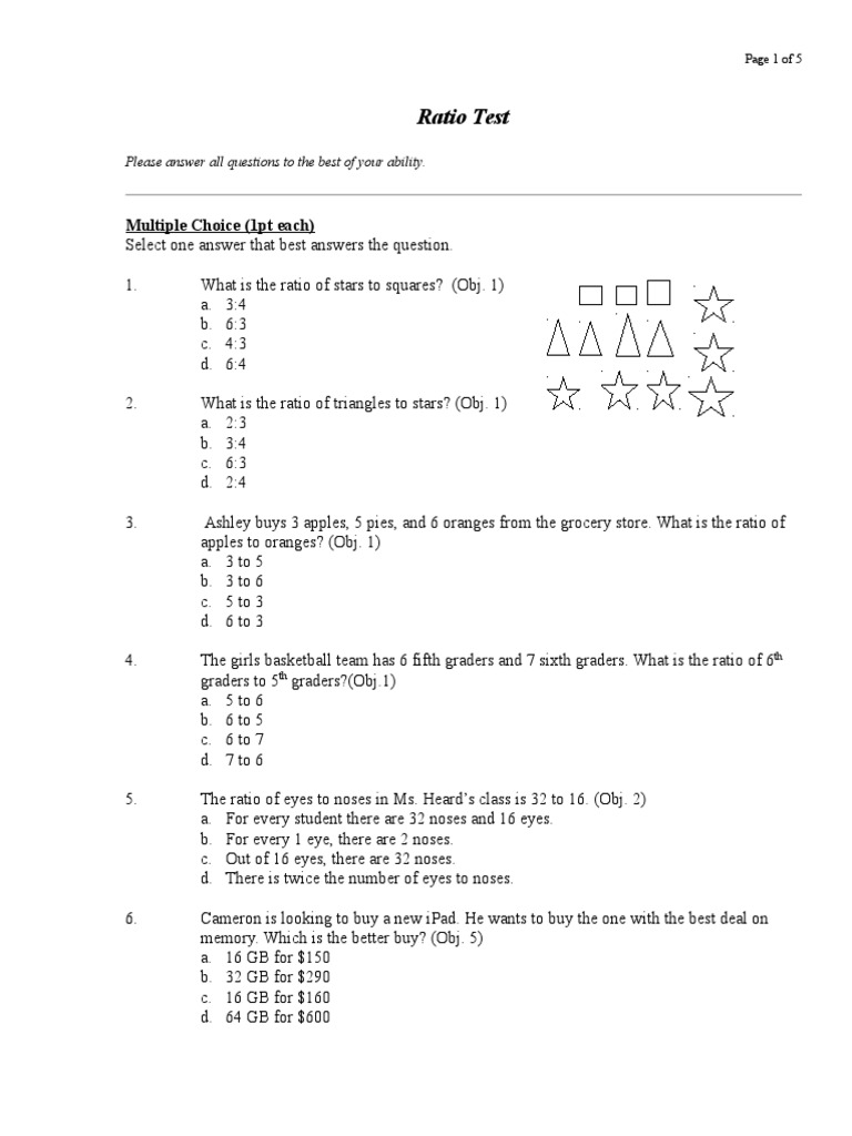 Ratio Test Questions and Answers | PDF | Teaching Methods & Materials ...