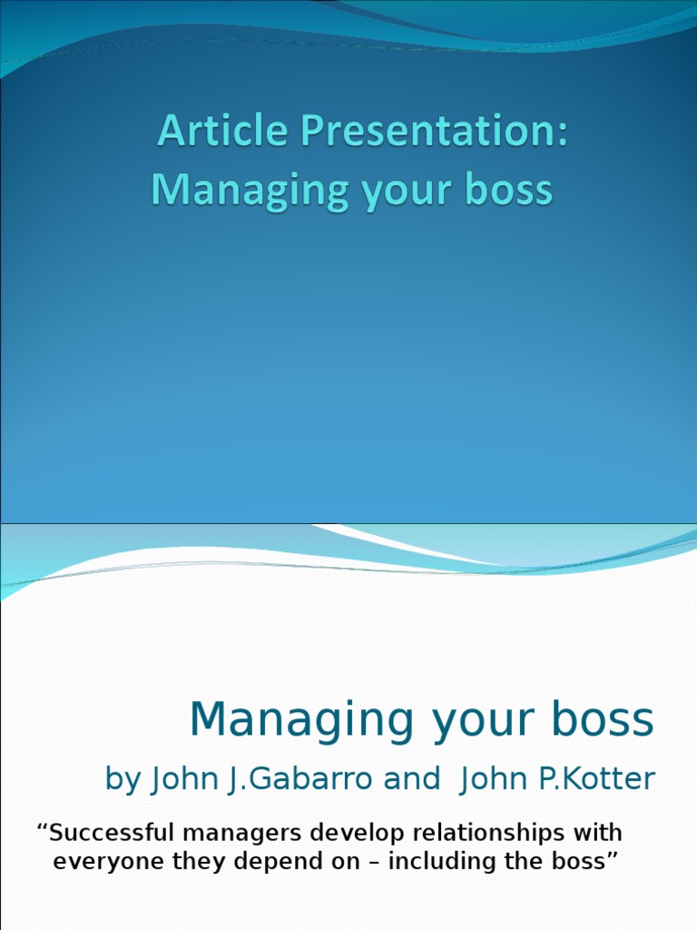Managing Your Boss | PDF | Social Psychology | Emergence