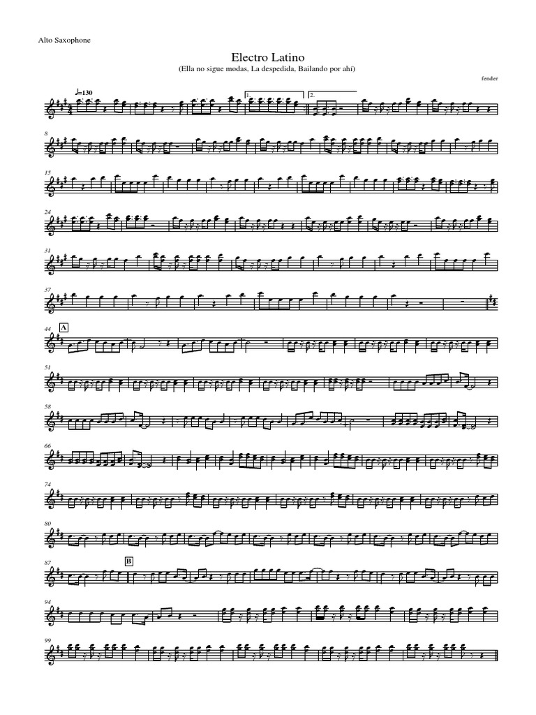 Electro Latino Sax Sheet Music | PDF