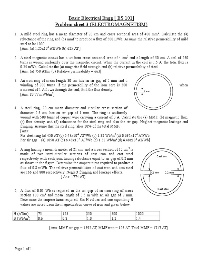 Electrical Engineering Problem Sheet 3 | PDF