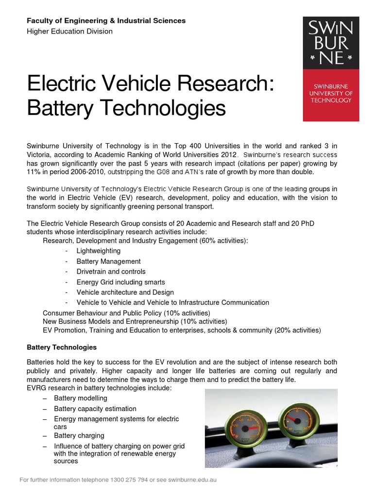 Electric Vehicle Research Battery Technology | PDF | Electric Vehicle ...