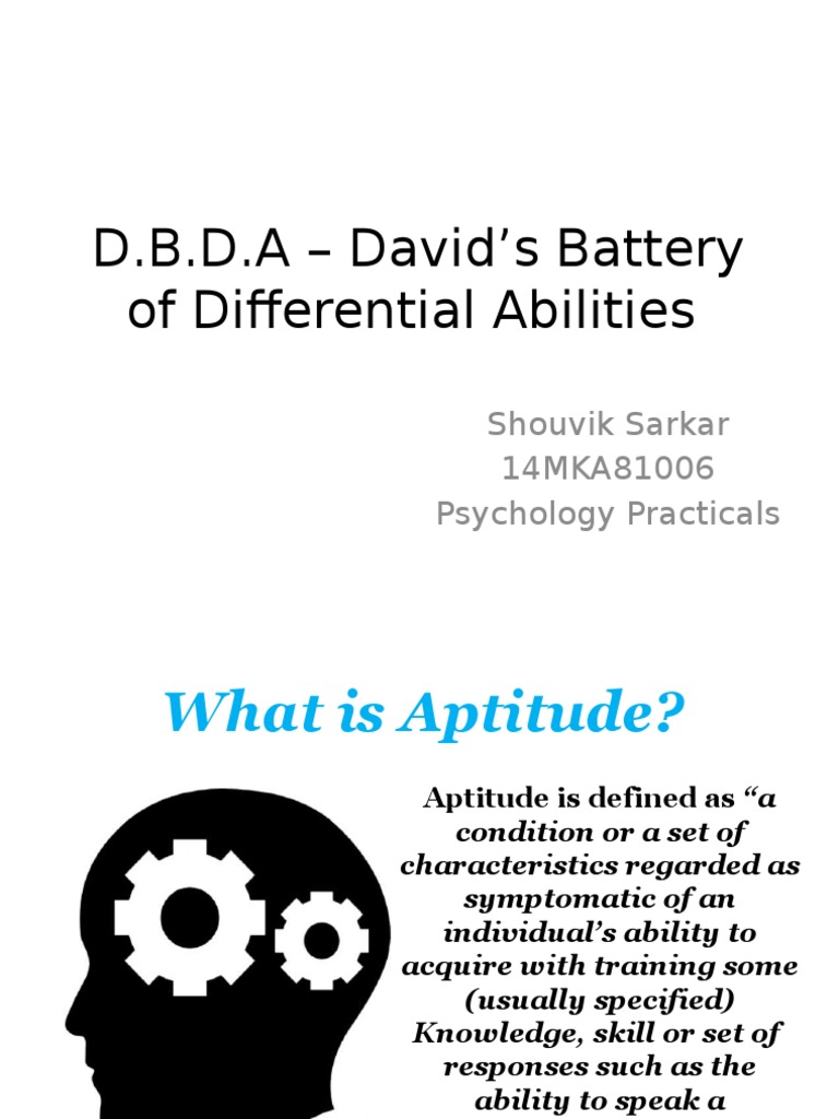 D.B.D.A - David's Battery of Differential Abilities: Shouvik Sarkar ...