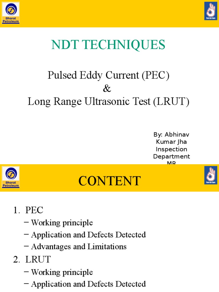 NDT Techniques: Pulsed Eddy Current (PEC) & Long Range Ultrasonic Test ...