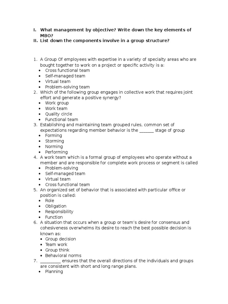 Key Elements of Management by Objectives | PDF