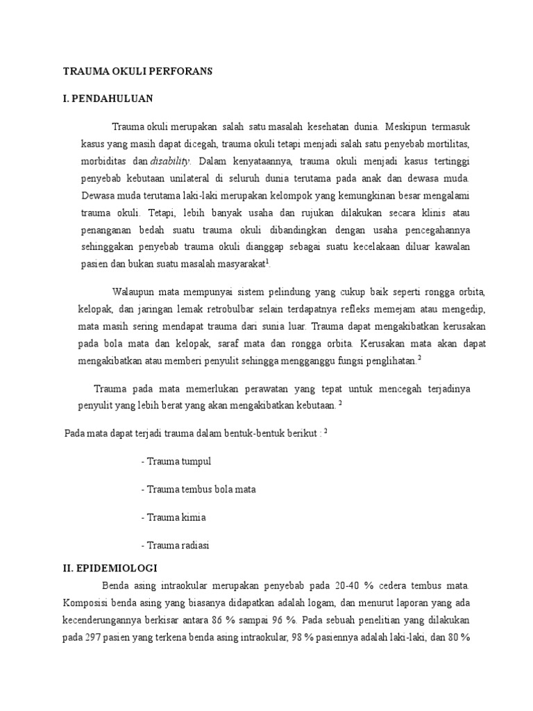 Trauma Okuli Perforans | PDF