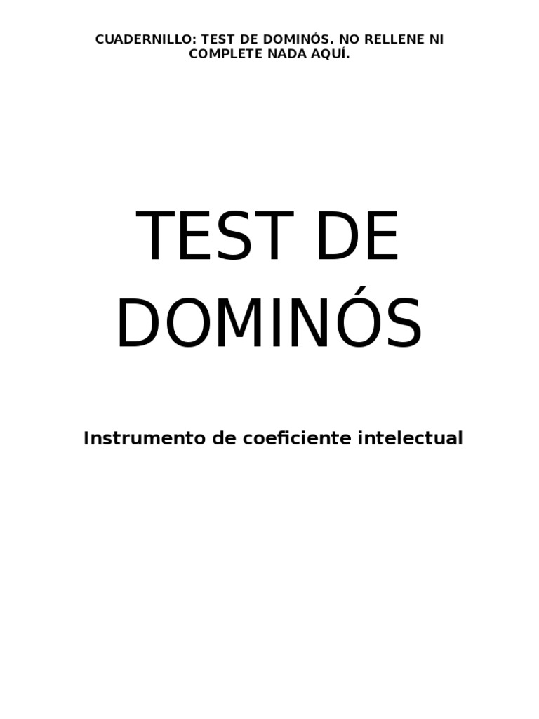 Test de Dominós Cuadernillo | PDF