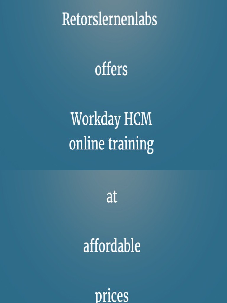 Workday HCM Online Training | PDF