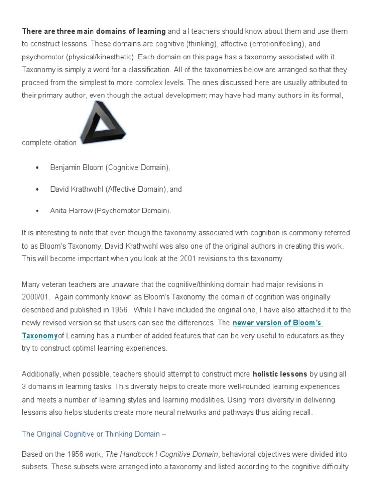There Are Three Main Domains of Learning | PDF | Metacognition | Affect ...