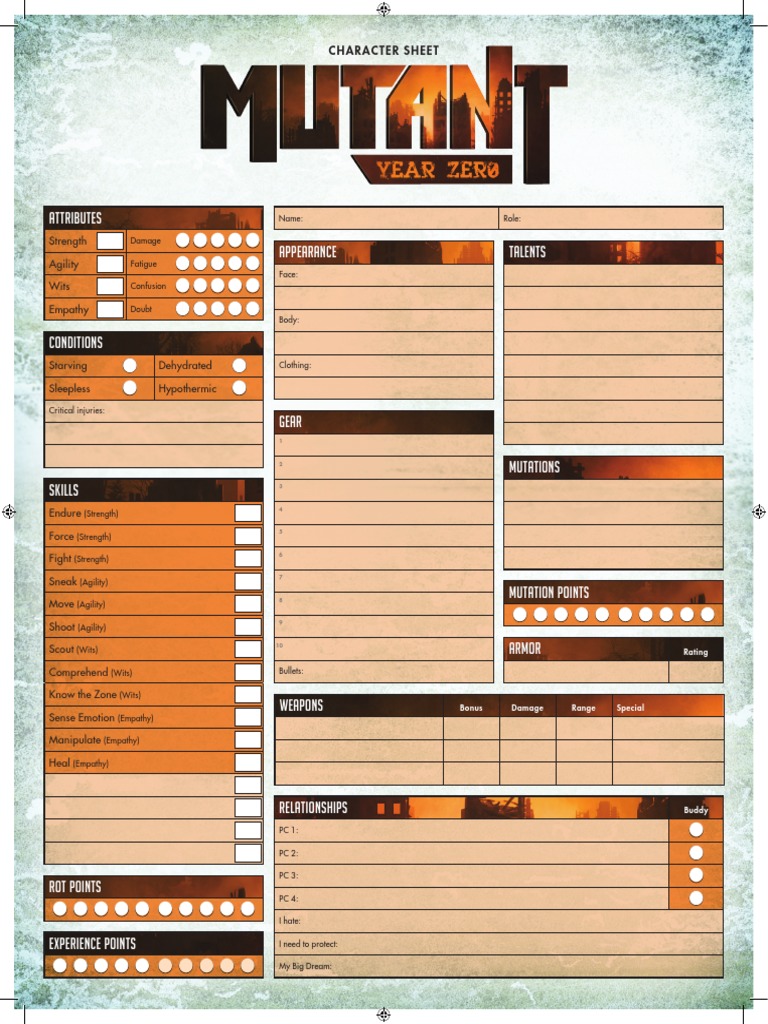 Attributes Appearance Talents: Character Sheet | PDF