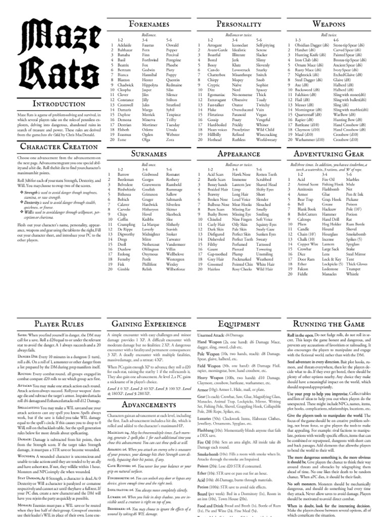 Maze Rats With Tables | PDF