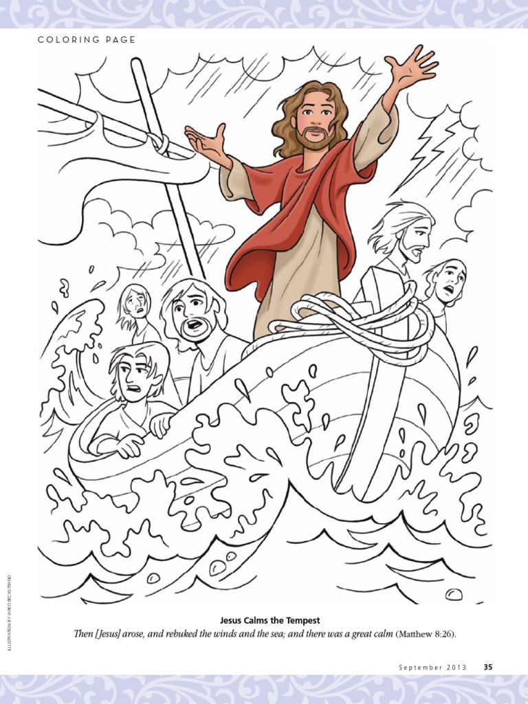 Coloring Page: Then (Jesus) Arose, and Rebuked The Winds and The Sea ...