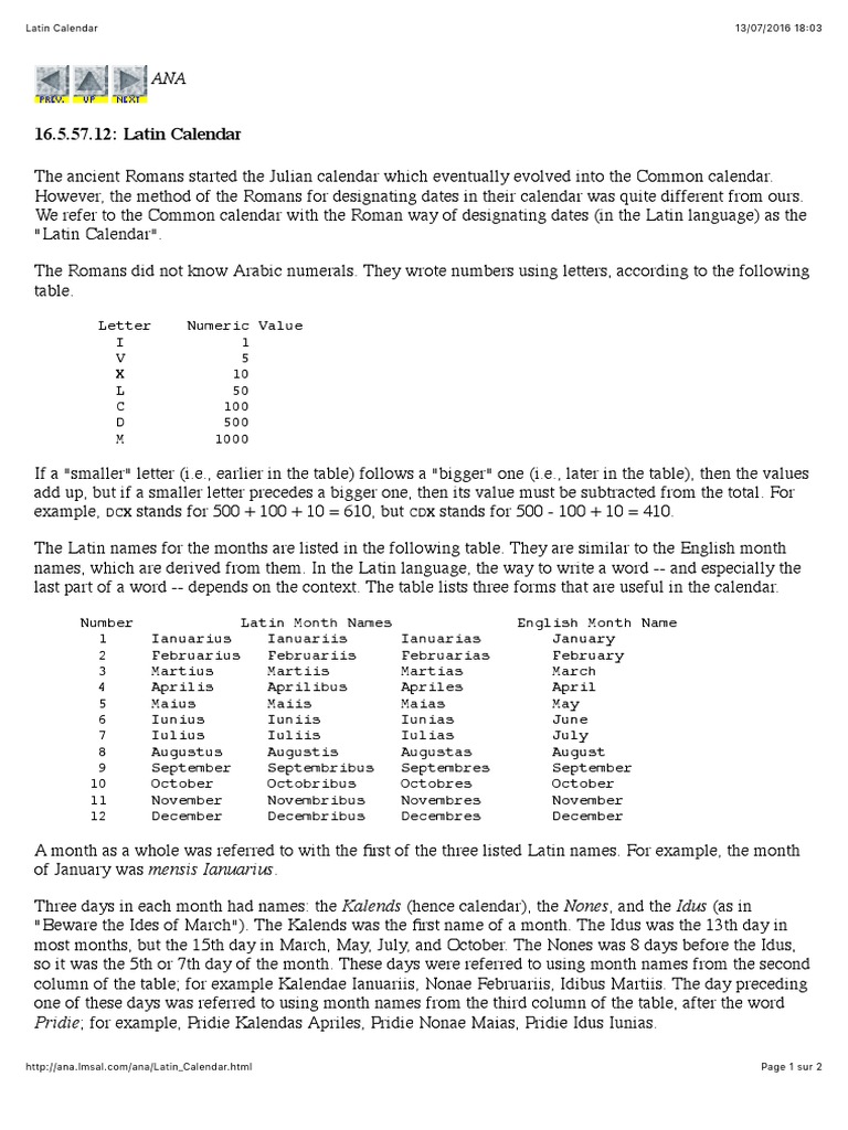 Latin Month Names and Calendar System | PDF | Classical Antiquity ...