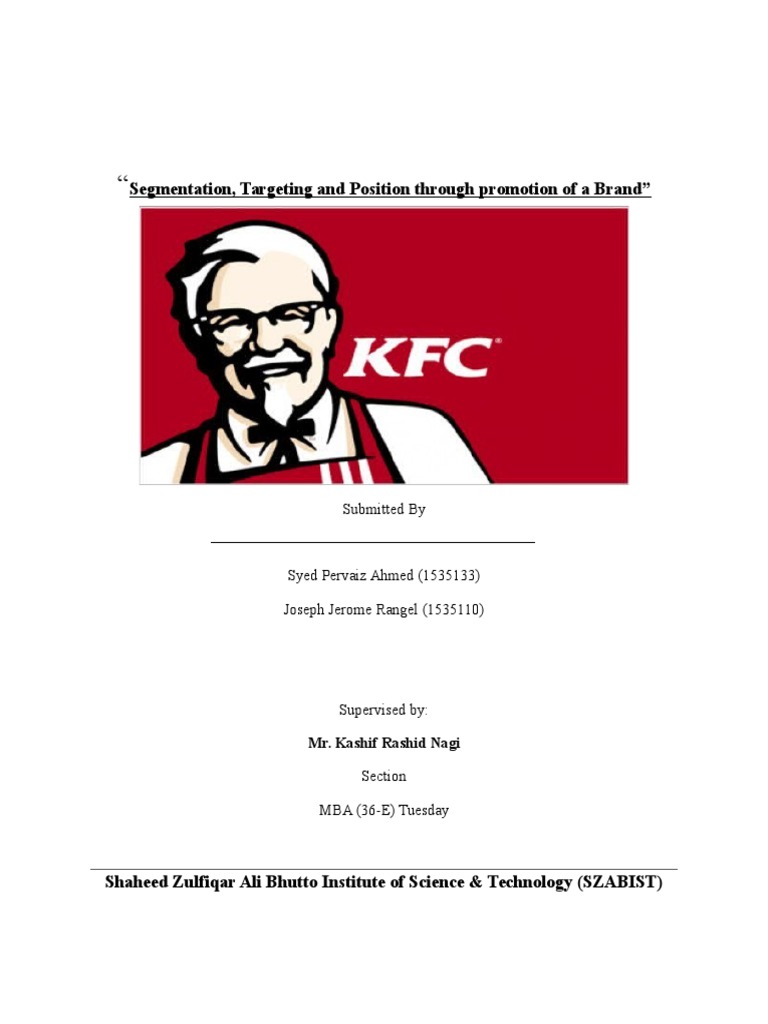KFC Target Market and Positioning Strategy | PDF | Market Segmentation ...