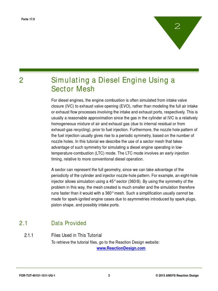 Ansys Forte SectorMesh Tutorial r170 | PDF | Fuel Injection | Diesel Engine