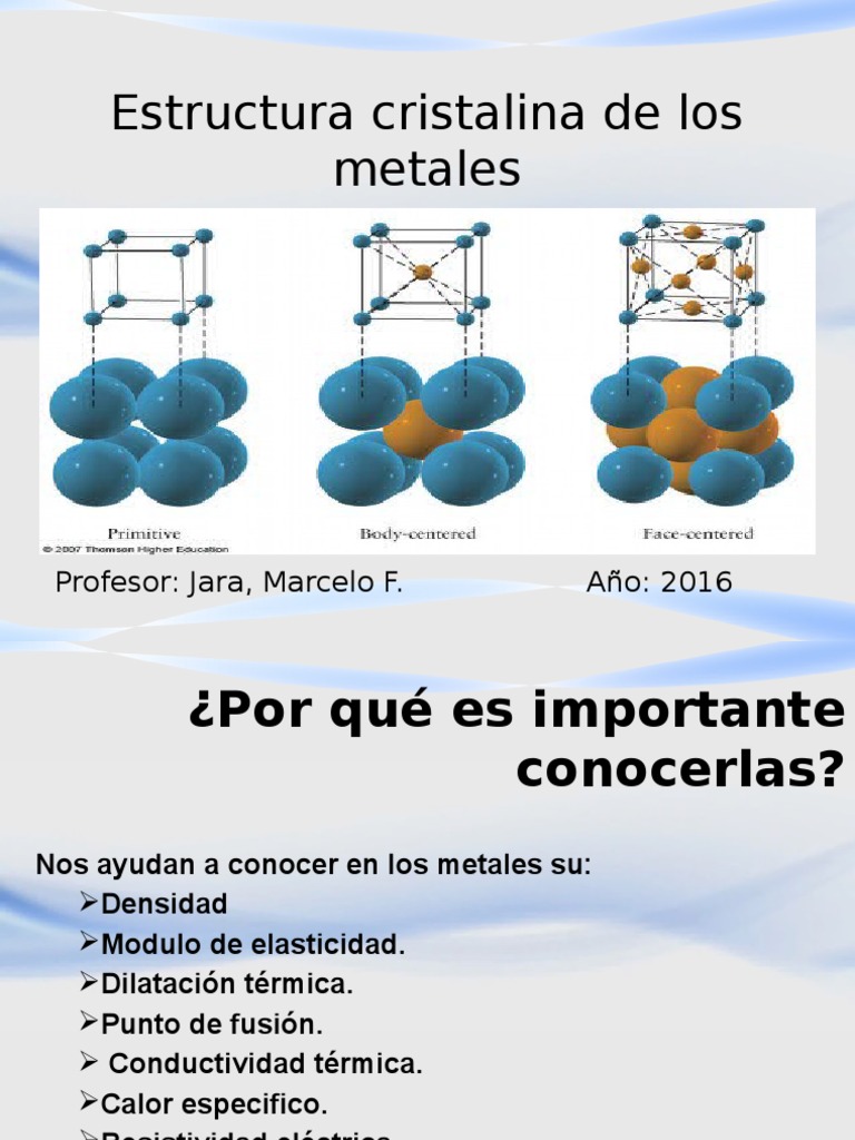 Estructura cristalina de los metales.pptx | Cristal | Estructura cristalina